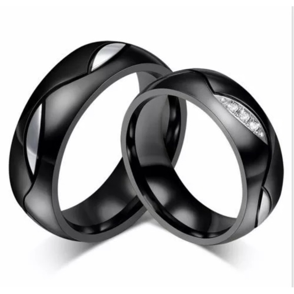 Jewelry | 2pcs Black Titanium Couple Rings | Poshmark
